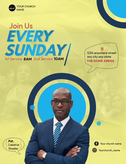 Church service flyer Template | PosterMyWall