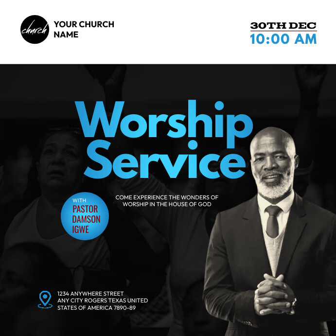 Church service flyer Template | PosterMyWall