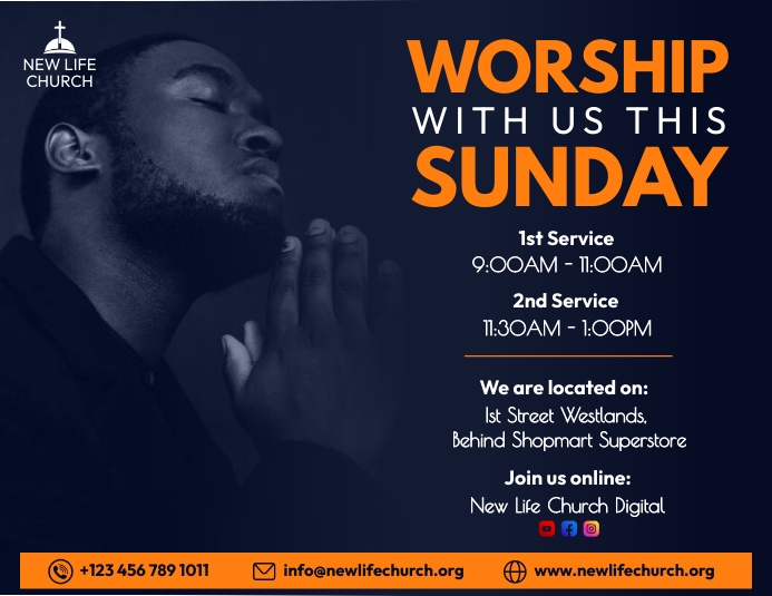 Church Service invitation flyer design Template | PosterMyWall