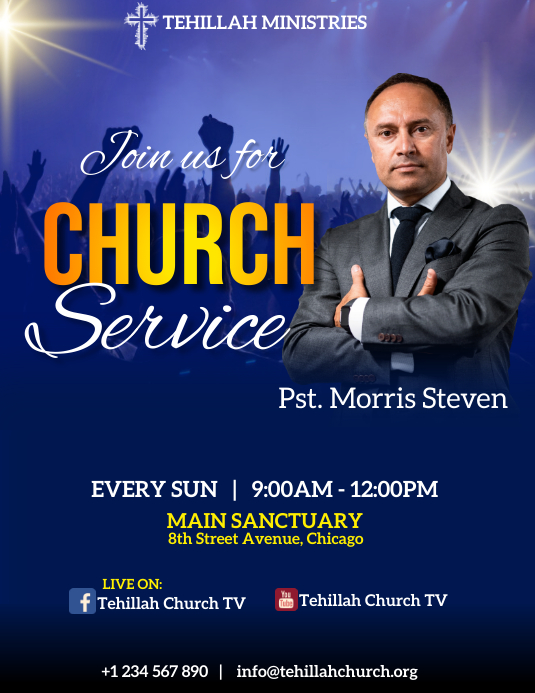 Copy of church service invitation flyer | PosterMyWall