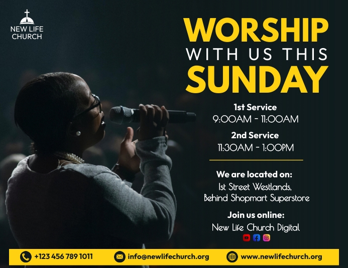 Church Service invitation flyer template | PosterMyWall