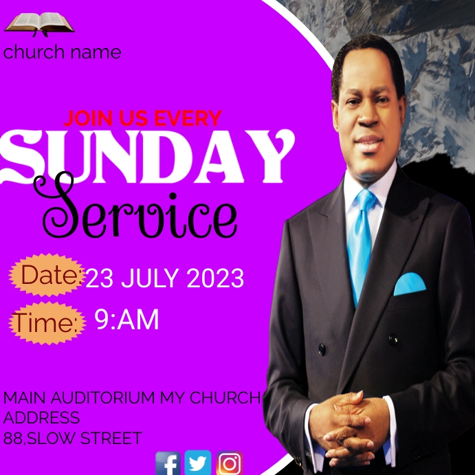 Plantilla de Church service poster design template | PosterMyWall