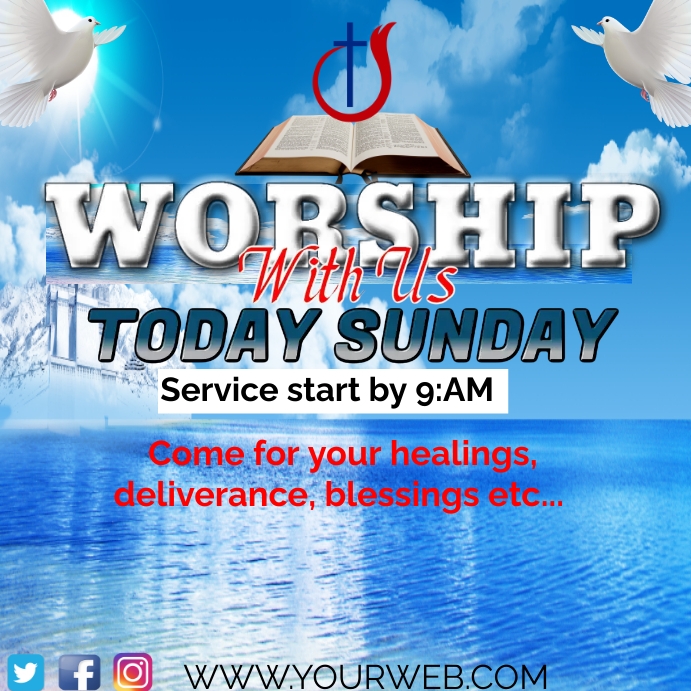 Church service poster design template | PosterMyWall