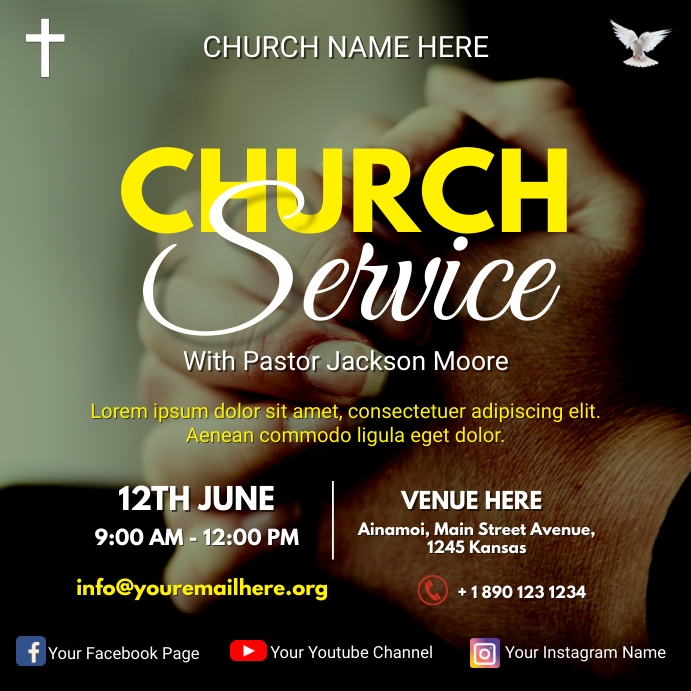 Church service poster Template | PosterMyWall