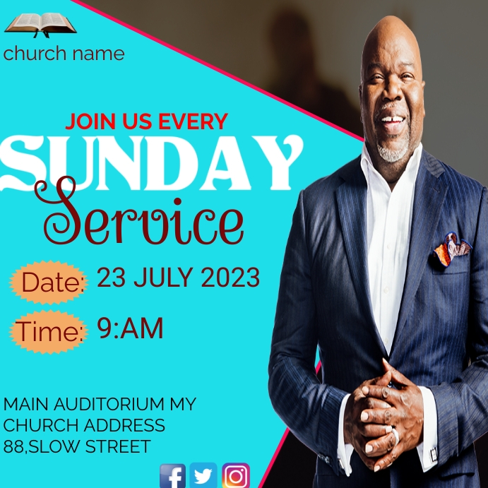 Plantilla de Church service poster design template | PosterMyWall