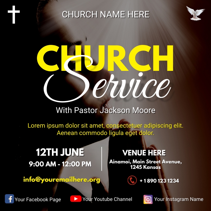 Church service poster Template | PosterMyWall