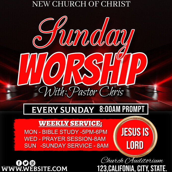 Church service poster design template | PosterMyWall