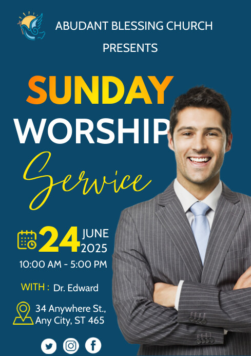 church service poster template | PosterMyWall
