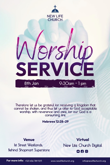 Church service poster template | PosterMyWall
