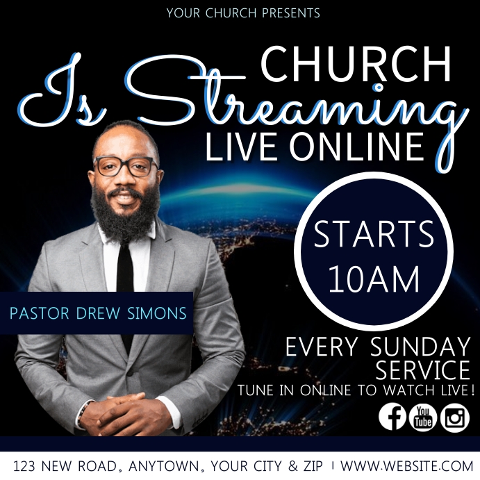 CHURCH SERVICE SERMON LIVE TEMPLATE | PosterMyWall