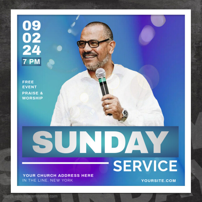 Church service Sunday Template | PosterMyWall