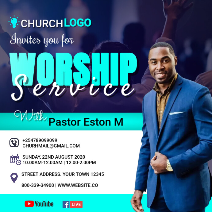 CHURCH SERVICE WORSHIP MEETING AND CONFERENCE Template | PosterMyWall
