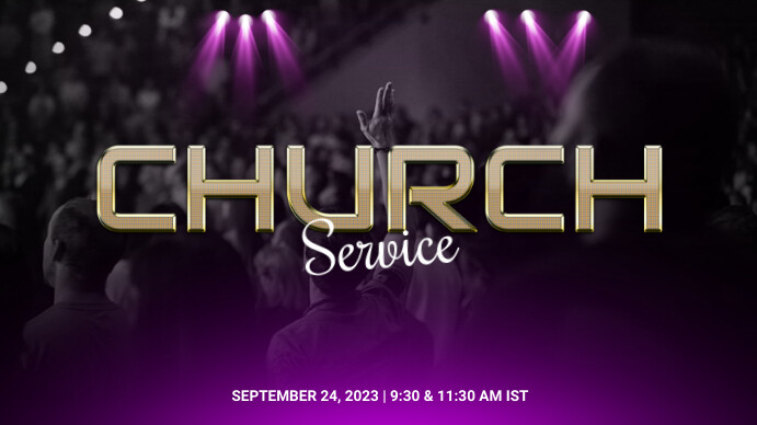 Church service youtube cover purple Template | PosterMyWall