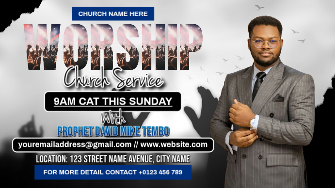 Church Service YouTube Thumbnail Template | PosterMyWall
