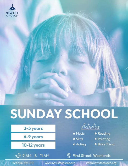 Church Sunday School poster Template | PosterMyWall