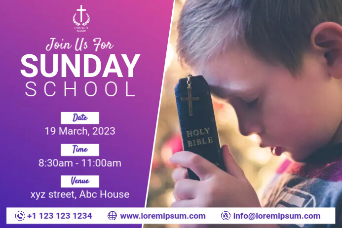 church Sunday School posters Template | PosterMyWall