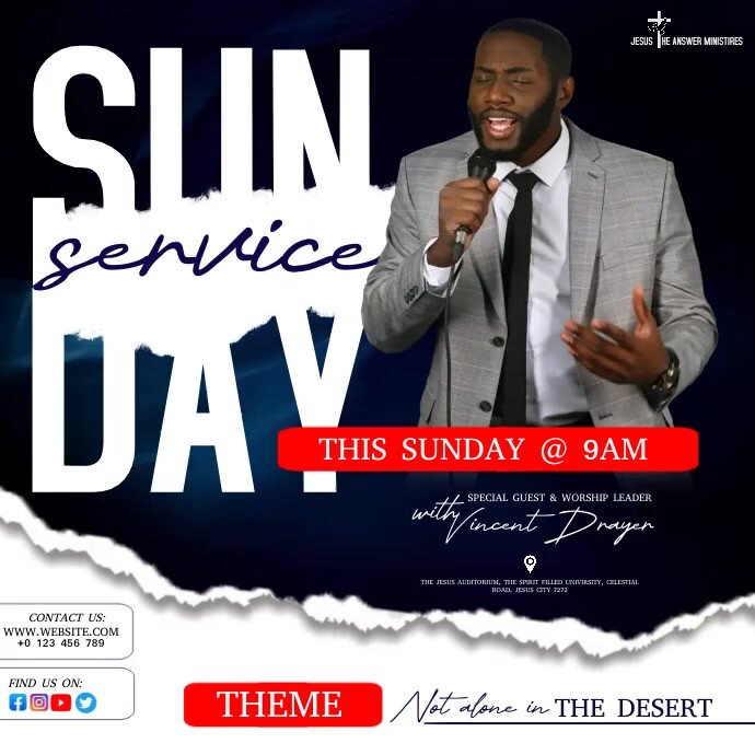 Copy of CHURCH SUNDAY SERVICE AD DESIGN TEMPLATE | PosterMyWall