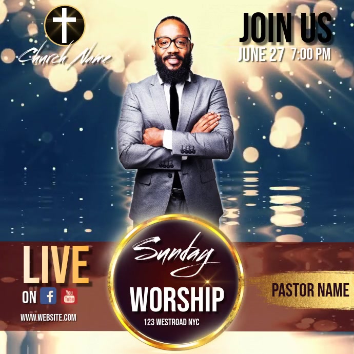 church sunday service ad social media post Template | PosterMyWall