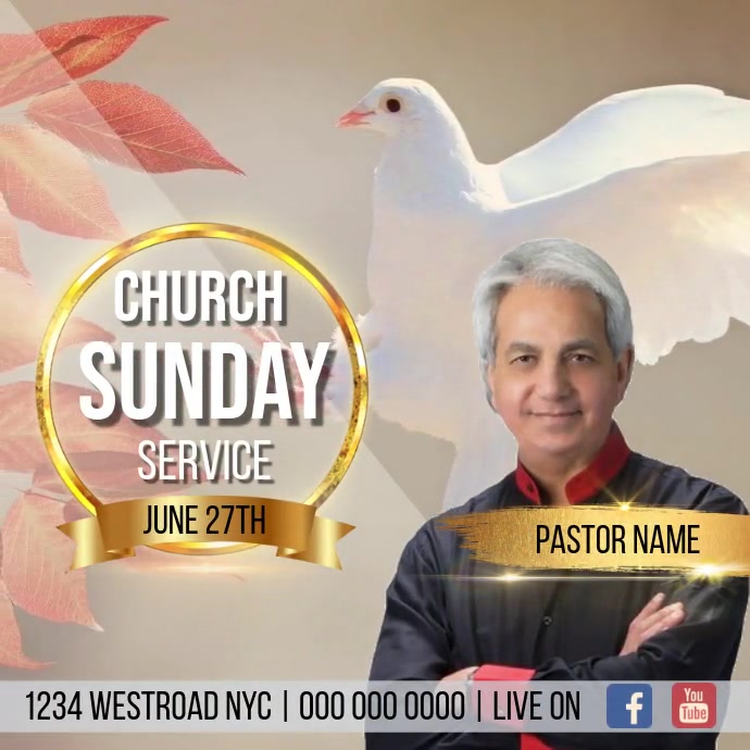 CHURCH SUNDAY SERVICE AD TEMPLATE | PosterMyWall