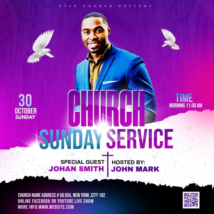 Church Sunday Service ads Template | PosterMyWall