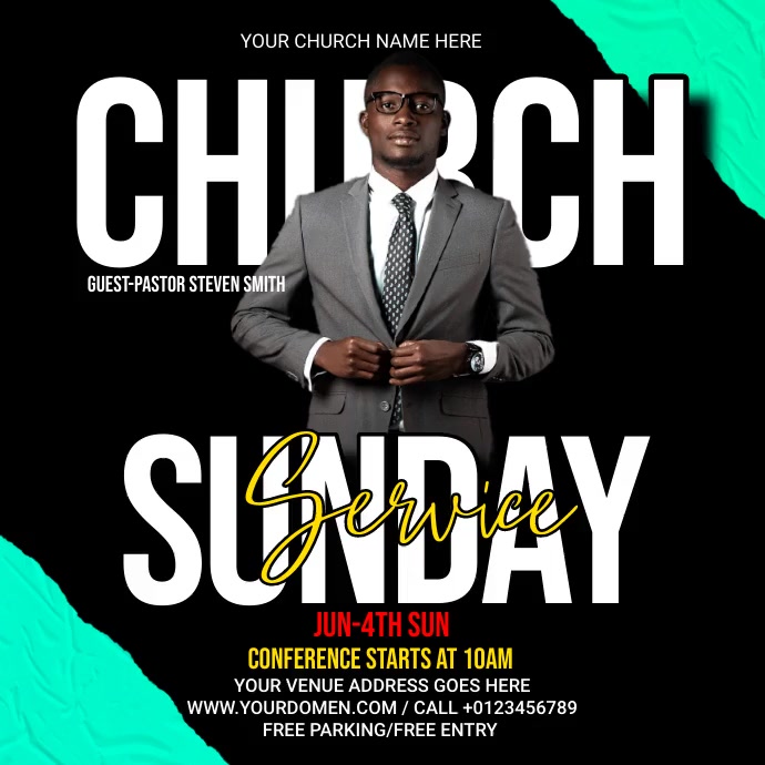 CHURCH SUNDAY SERVICE Template | PosterMyWall