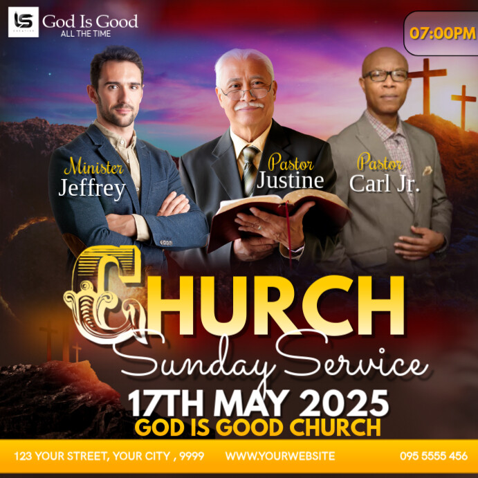 CHURCH SUNDAY SERVICE Template | PosterMyWall