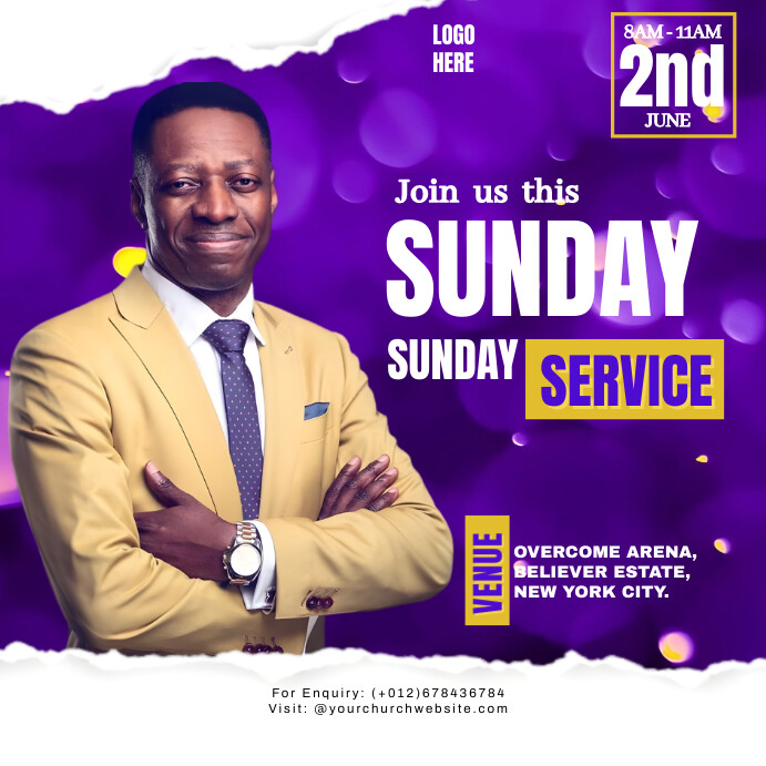 Church Sunday Service Flyer Design Poster Template | PosterMyWall