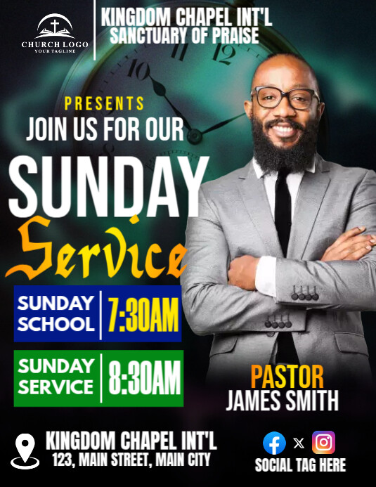 church sunday service flyer Template | PosterMyWall