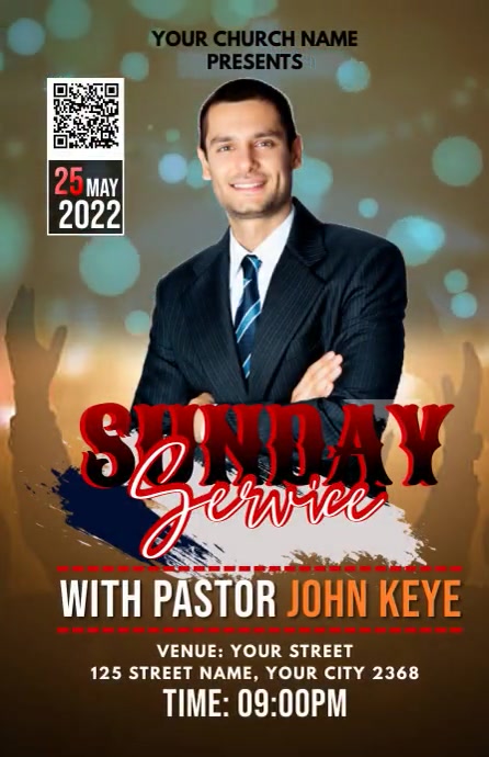 CHURCH SUNDAY SERVICE FLYER DESIGN TEMPLATE | PosterMyWall