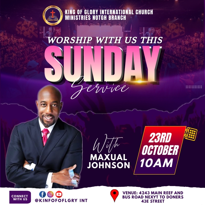 Plantilla de Church Sunday Service flyer template | PosterMyWall