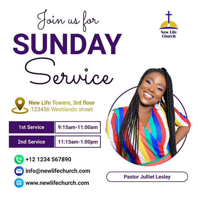 church Sunday service flyers Template | PosterMyWall