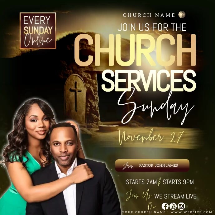 church sunday service instagram square post ( Template | PosterMyWall