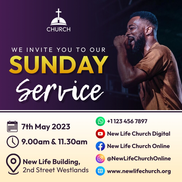 church Sunday service invitation flyer Template | PosterMyWall
