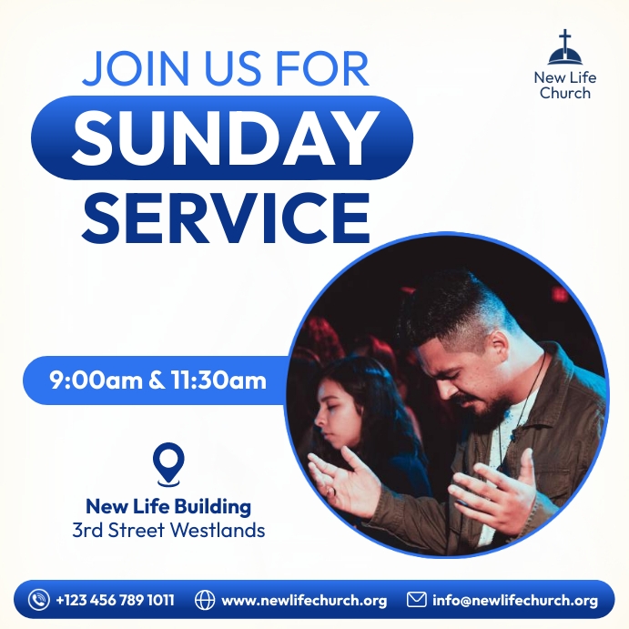 Church Sunday Service invitation flyer Template | PosterMyWall