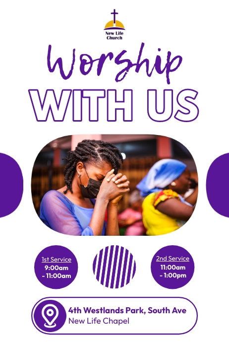 Plantilla de church Sunday service invitation poster | PosterMyWall