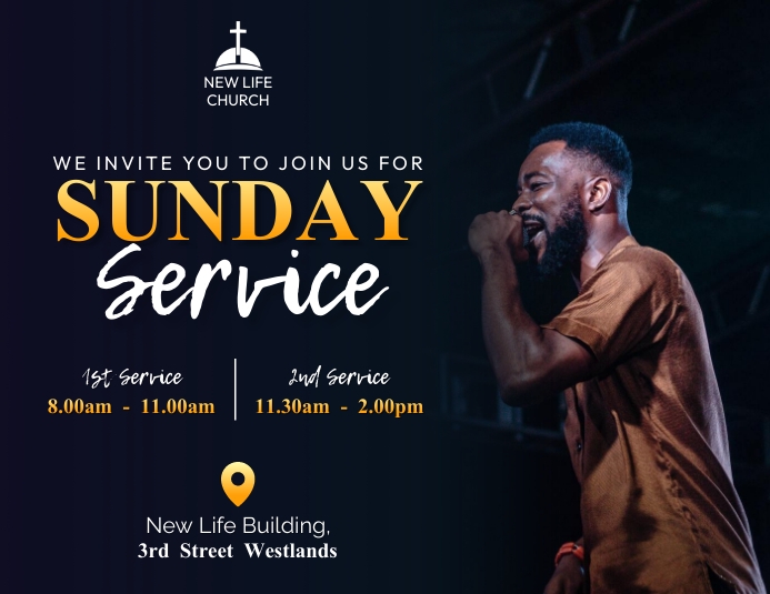 Church Sunday Service invitation poster Template | PosterMyWall