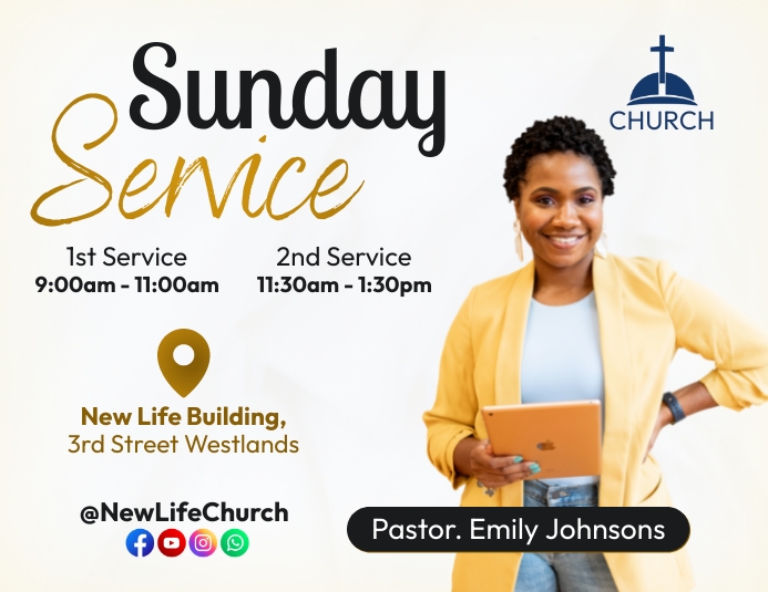 Plantilla de church Sunday service invitation poster | PosterMyWall
