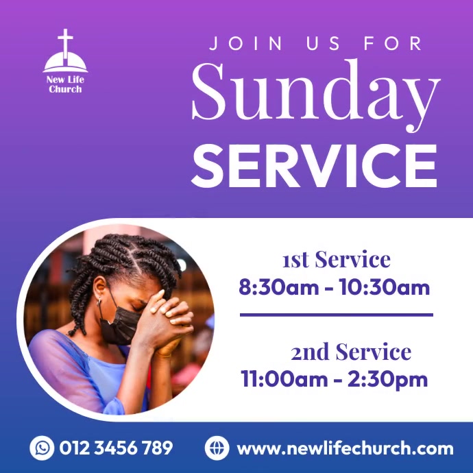 Church Sunday service invitation video Template | PosterMyWall