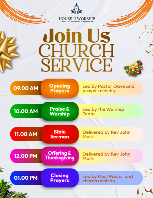 Copy of Church sunday service pastor sermon program prayer christmas ...