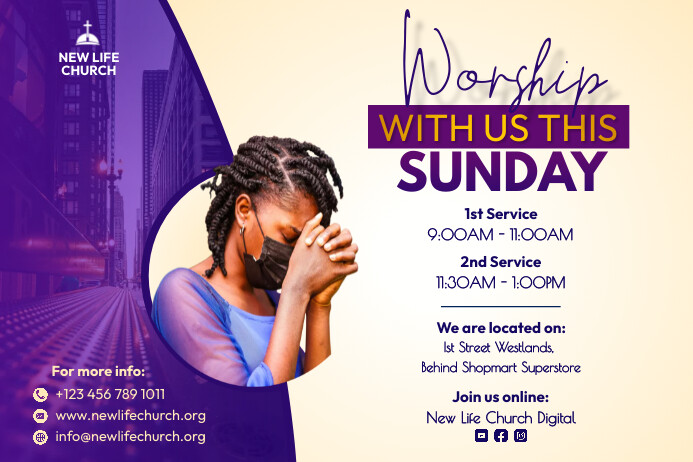 Church Sunday Service Poster Design Template | PosterMyWall