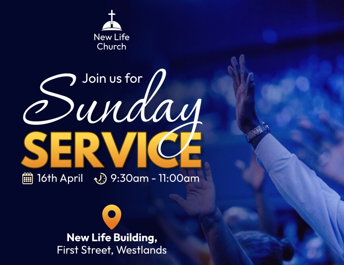 Church Sunday service poster design Template | PosterMyWall