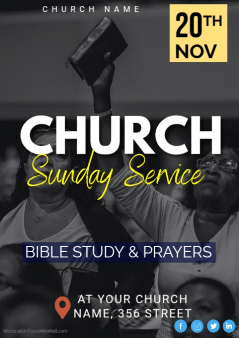 church sunday service Template | PosterMyWall