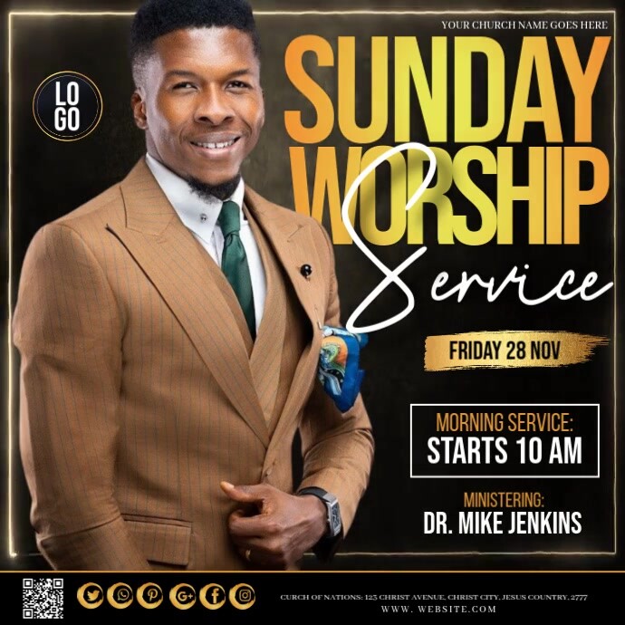 Church Sunday Worship ad Template | PosterMyWall