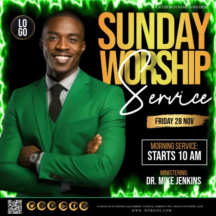 Church Sunday Worship ad Template | PosterMyWall