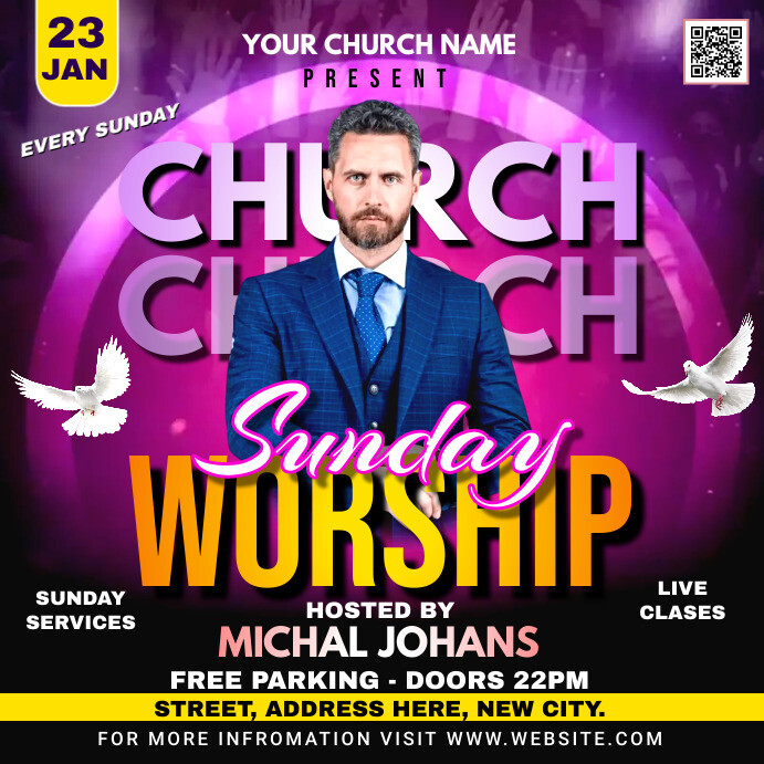church sunday worship service flyer Template | PosterMyWall