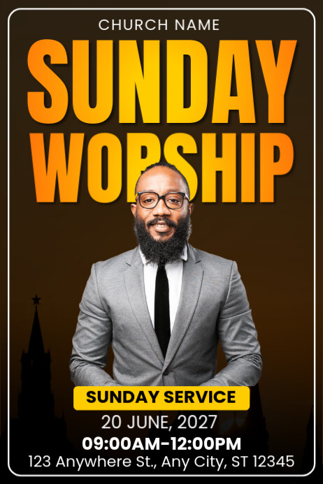 Church Sunday Worship Service Poster Template | PosterMyWall