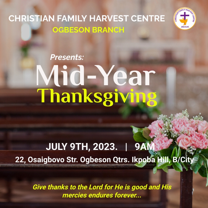 Church Thanksgiving Service Template | PosterMyWall