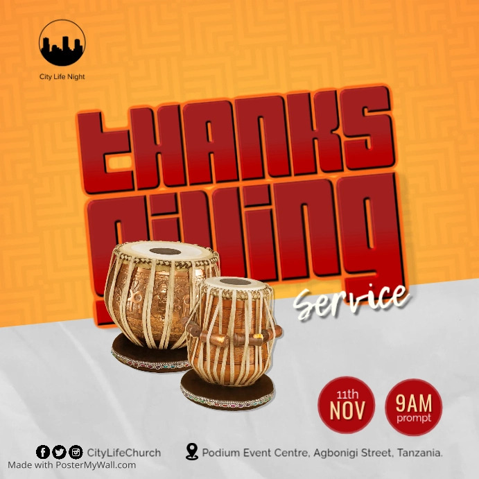 CHURCH THANKSGIVING SERVICE Template | PosterMyWall