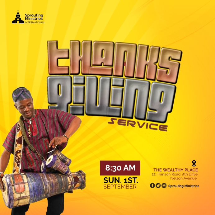 CHURCH THANKSGIVING SERVICE Template | PosterMyWall