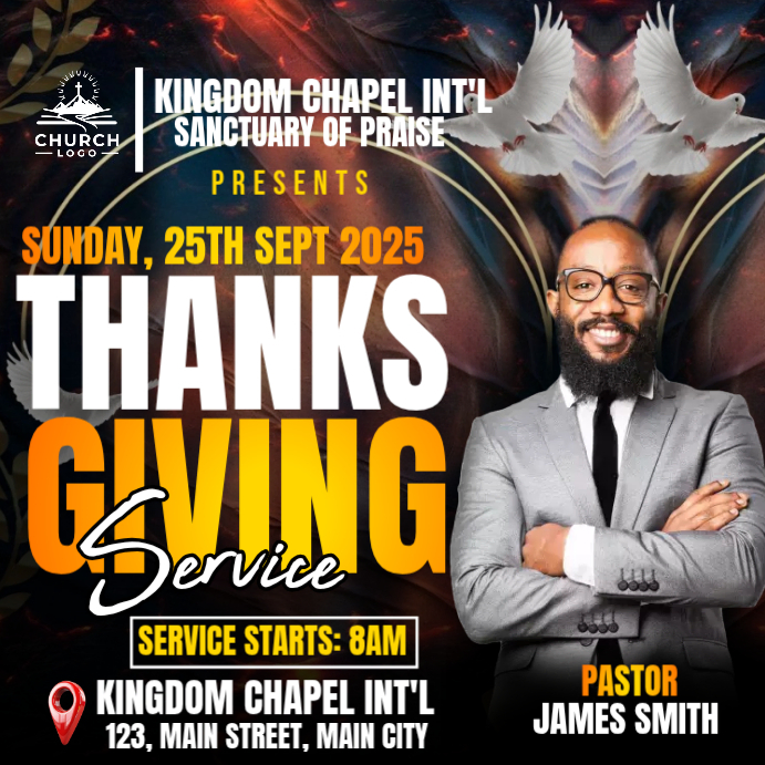 church thanksgiving service flyer Template | PosterMyWall